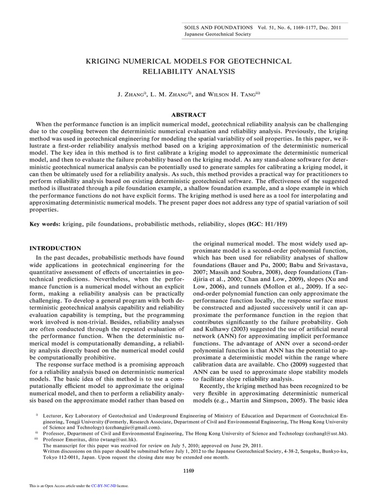 Kriging Numerical Models For Geotechnical Reliability - 2011 - Soils and Foundat | PDF ...