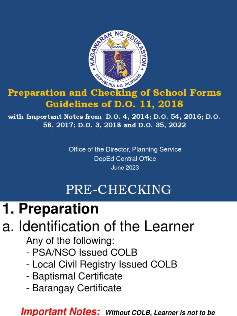 Preparation and Checking of School Forms SY2022 2023 As of June 22 2023 | PDF | Birth ...