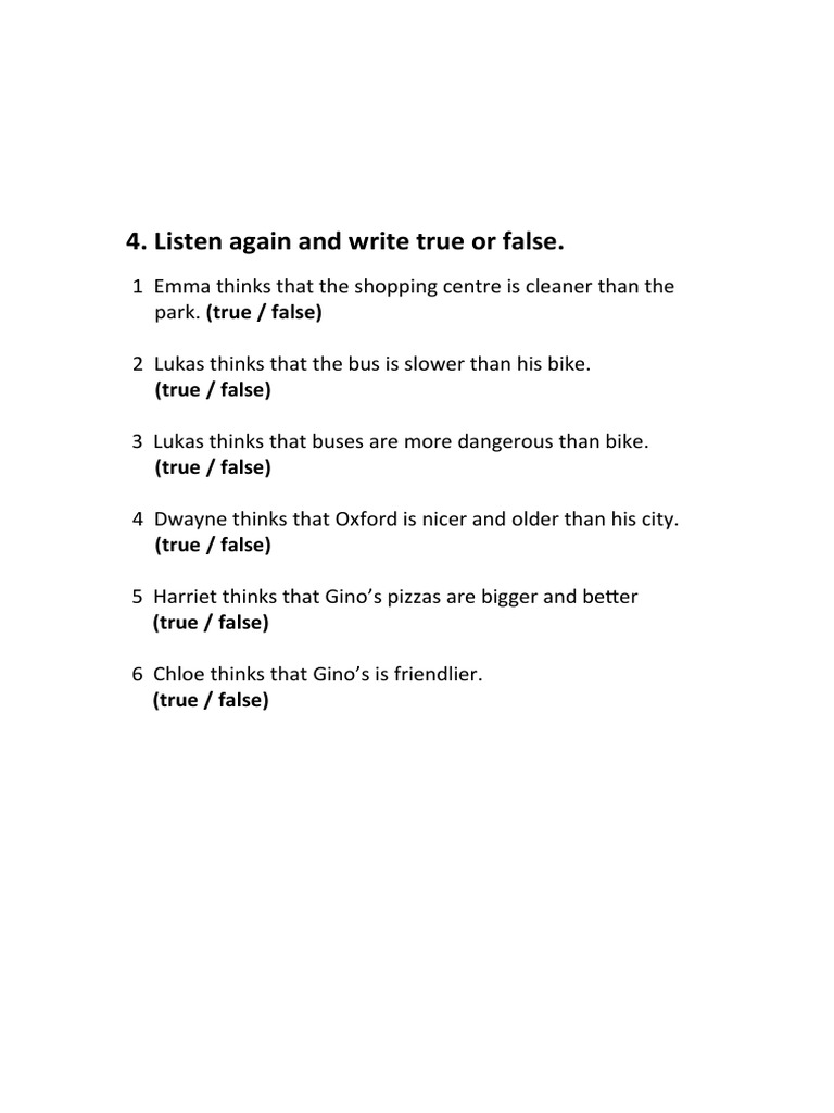 Listen Again and Write True or False | PDF