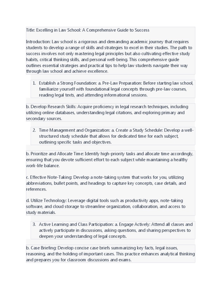 Excelling in Law School: A Comprehensive Guide To Success | PDF ...