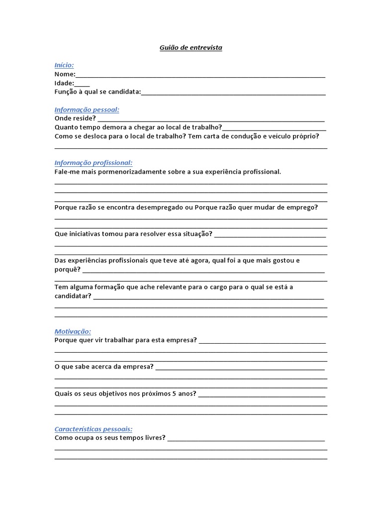 Guião Entrevista | PDF