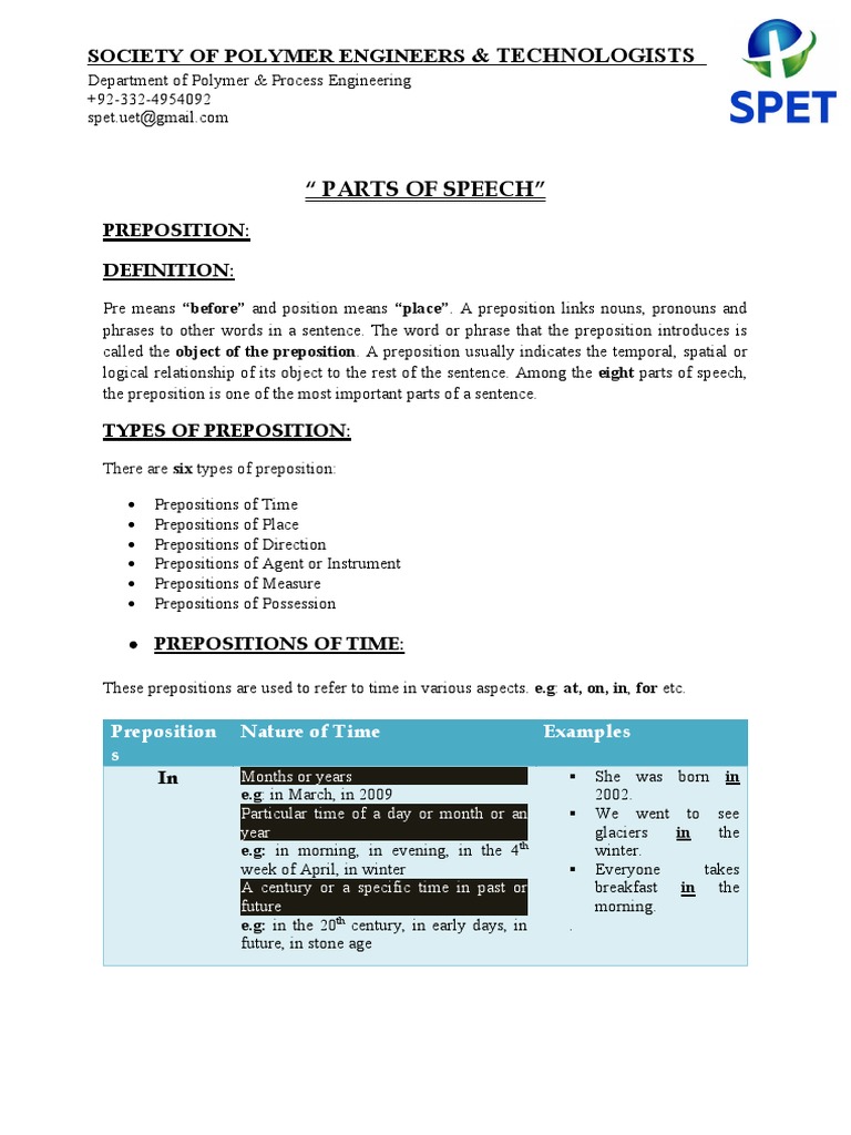 Preposition File | PDF | Preposition And Postposition | Part Of Speech