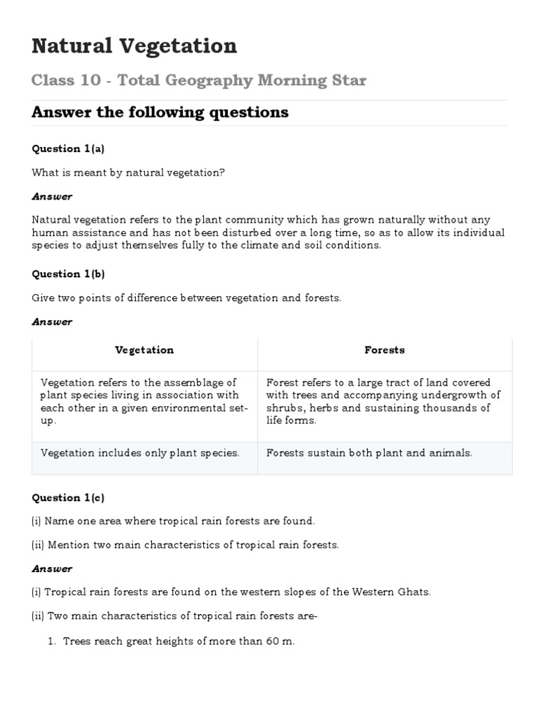 Natural Vegetation | PDF | Forests | Trees