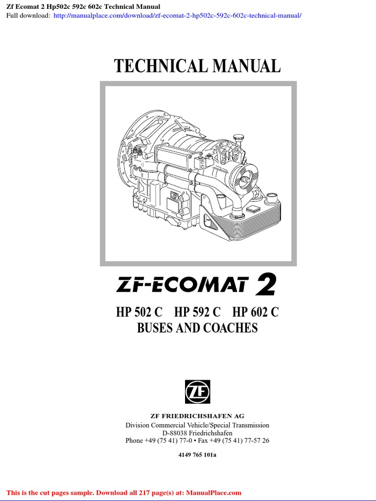 ZF Ecomat 2 Hp502c 592c 602c Technical Manual | PDF | Automatic ...