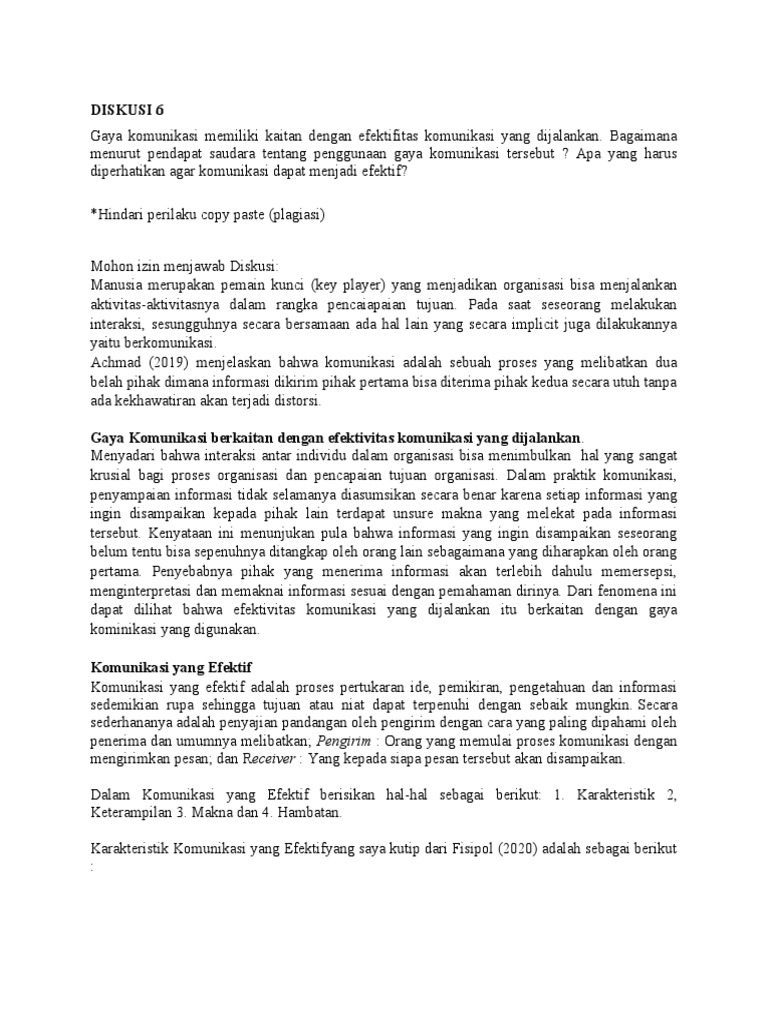 Tugas Diskusi 6 | PDF | Karier & Perkembangan