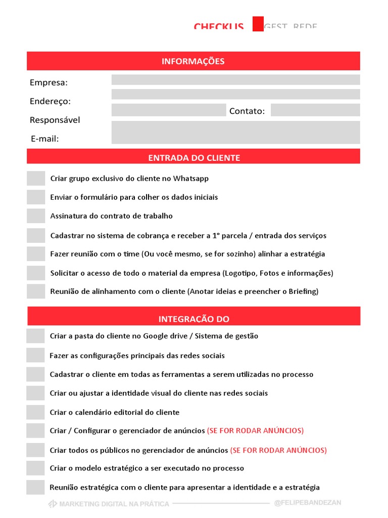 Checklist Entrada Do Cliente | PDF