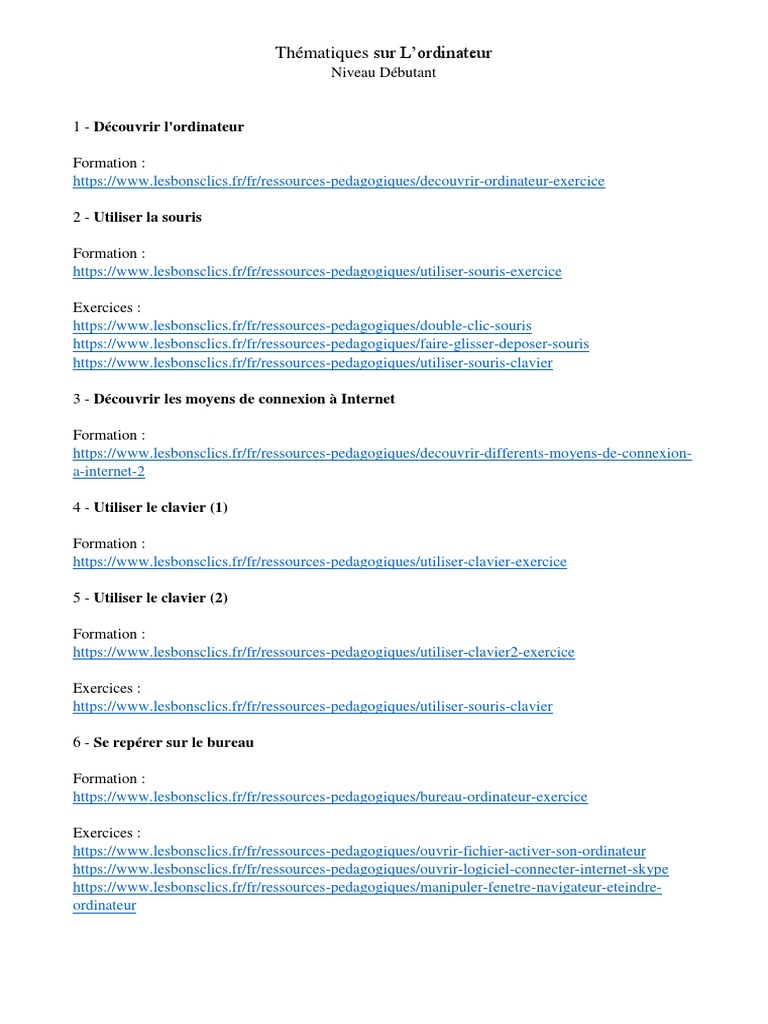 Exercices Informatique Débutant | PDF