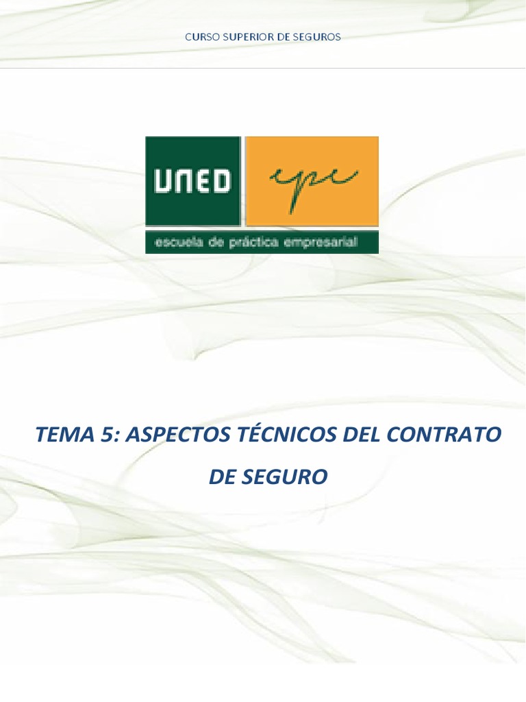 Tema 5. Aspectos Tecnicos Del Contrato de Seguro | PDF | Seguro | Reaseguro