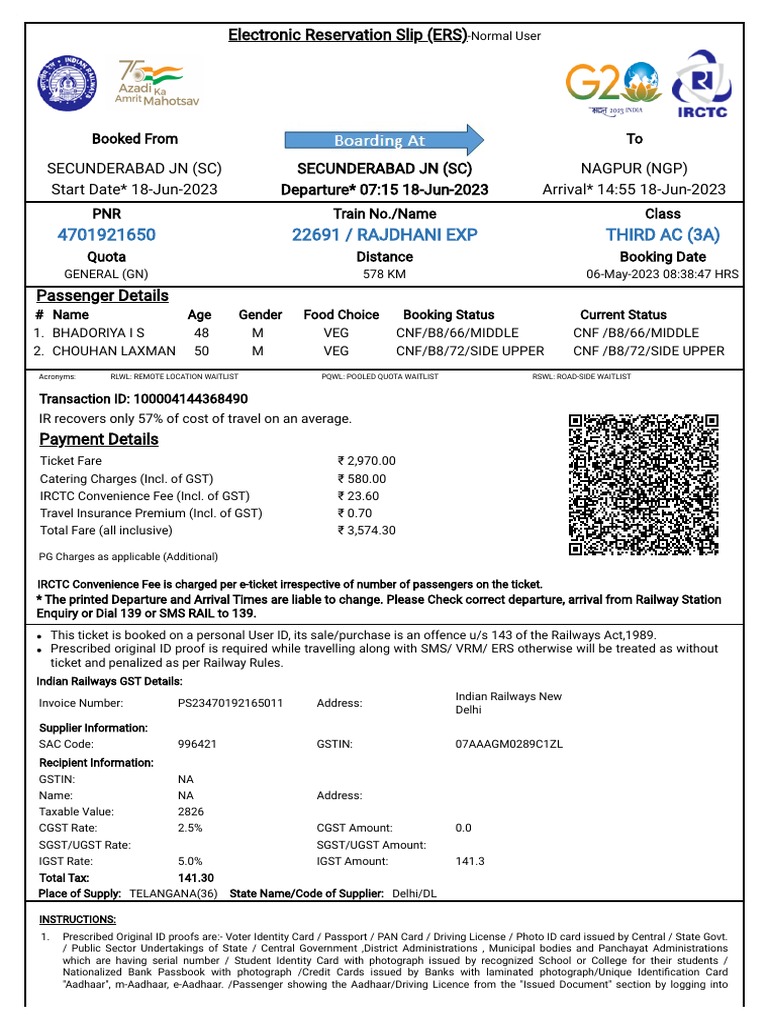 Rajdhani Exp Third Ac (3A) | PDF | Identity Document | Government