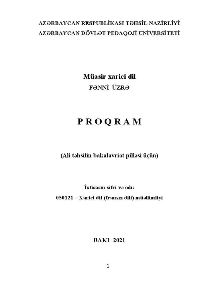 Proqram Muasir Fransiz Dili | PDF