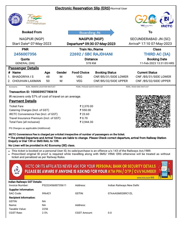 SBC Rajdhani Third Ac (3A) | PDF | Value Added Tax | Economies