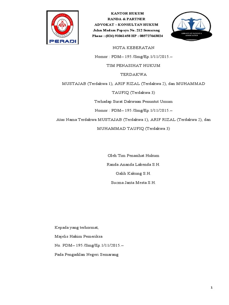 Eksepsi Nota Keberatan New | PDF