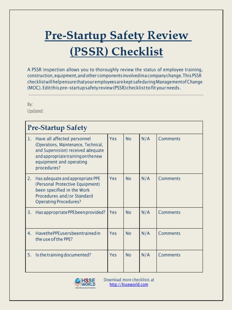 General PSSR Checklist | PDF