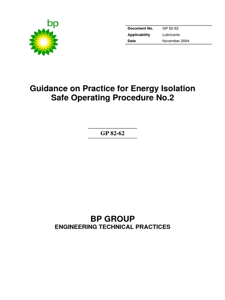 GP 82-62-Energy Isolation - HSSE SOP No. 2 | PDF | Mechanical ...