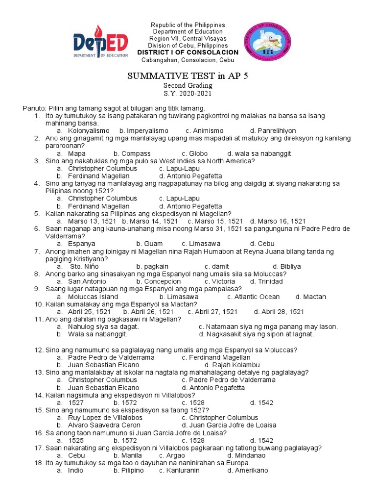 AP Set A Q2 Summative | PDF