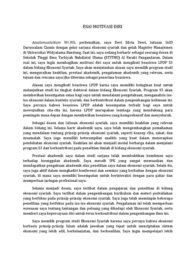Esai Motivasi Diri | PDF