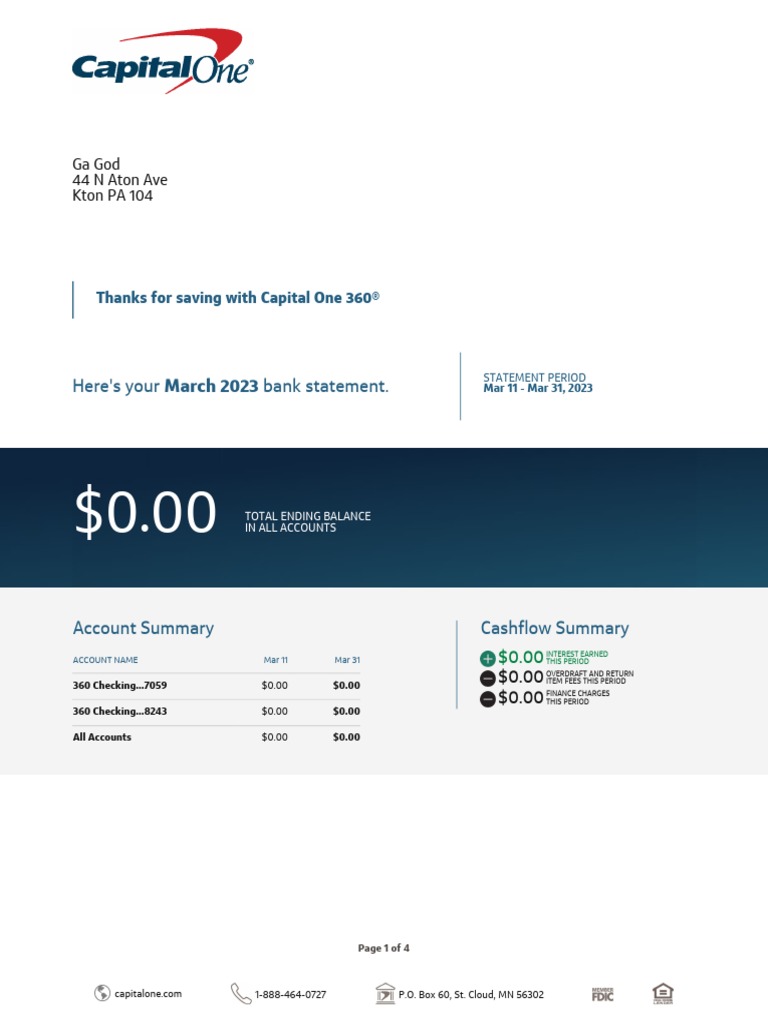 Capital One Bank Statement MAR 2023 | PDF | Transaction Account | Economies Capital One Bank Statement MAR 2023 | PDF | Transaction Account | Economies