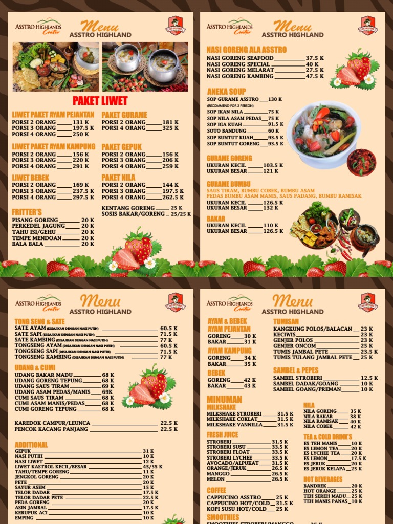 Asstro Highland Menu Overview | PDF