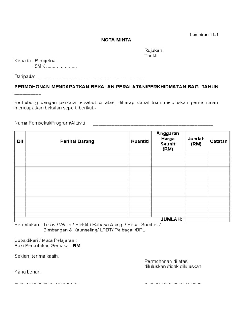 7 - Format Nota Minta | PDF