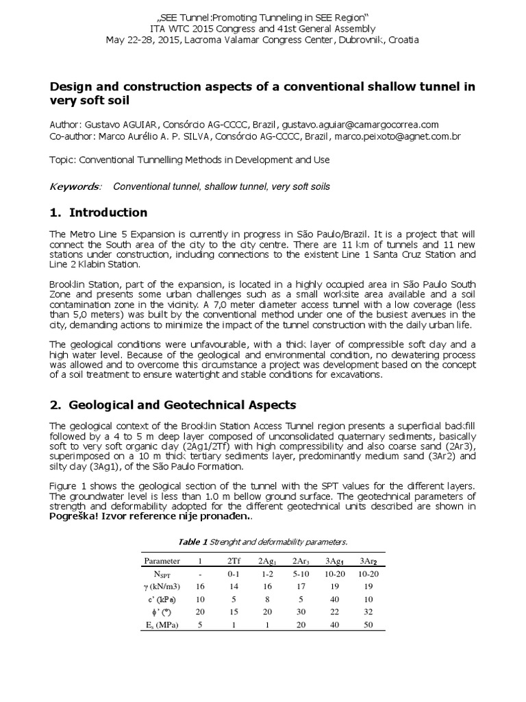 WTC2015 - Design and Construction Aspects of A Conventional Shallow ...