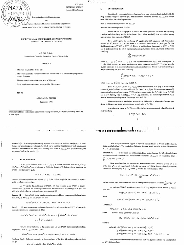 Conditionally Exponential Convex Functions | PDF | Function (Mathematics) | Linear Map