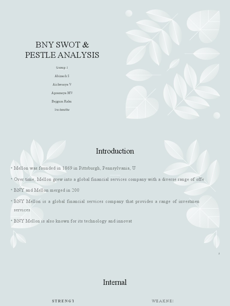 BNY Mellon SWOT & PESTLE Analysis | PDF