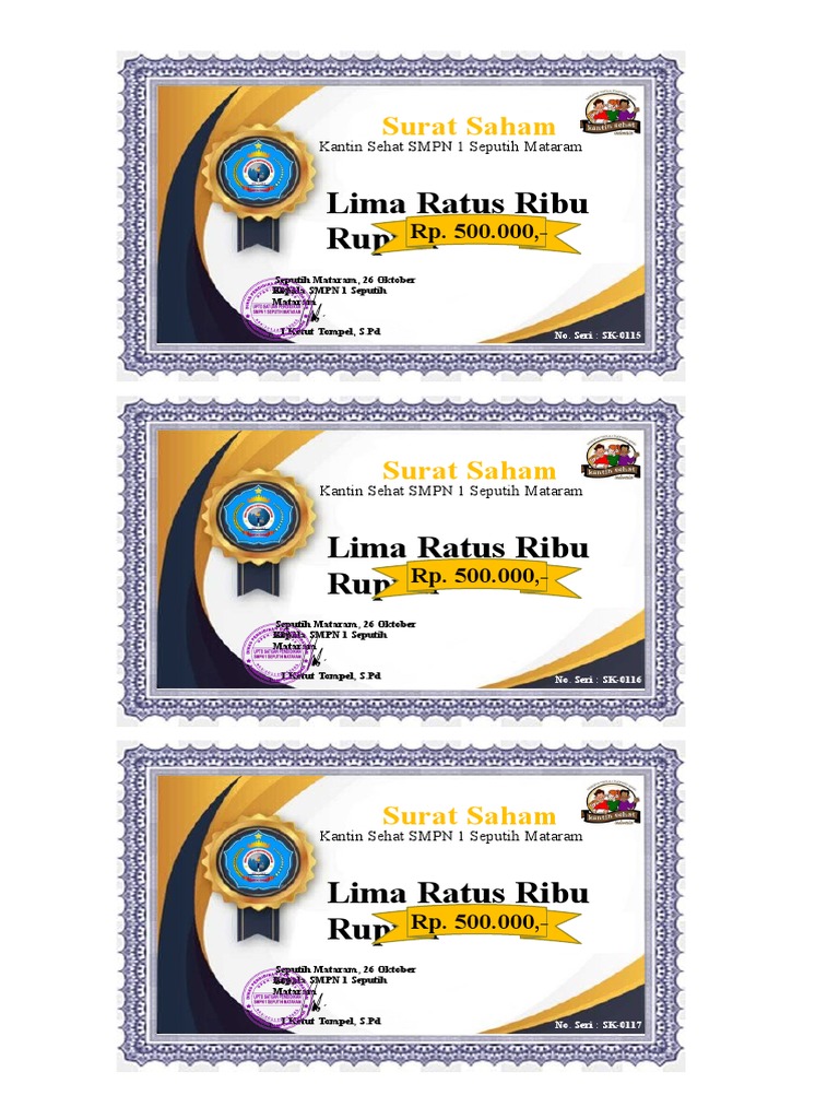 Surat Saham | PDF | Pengelolaan Keuangan & Uang