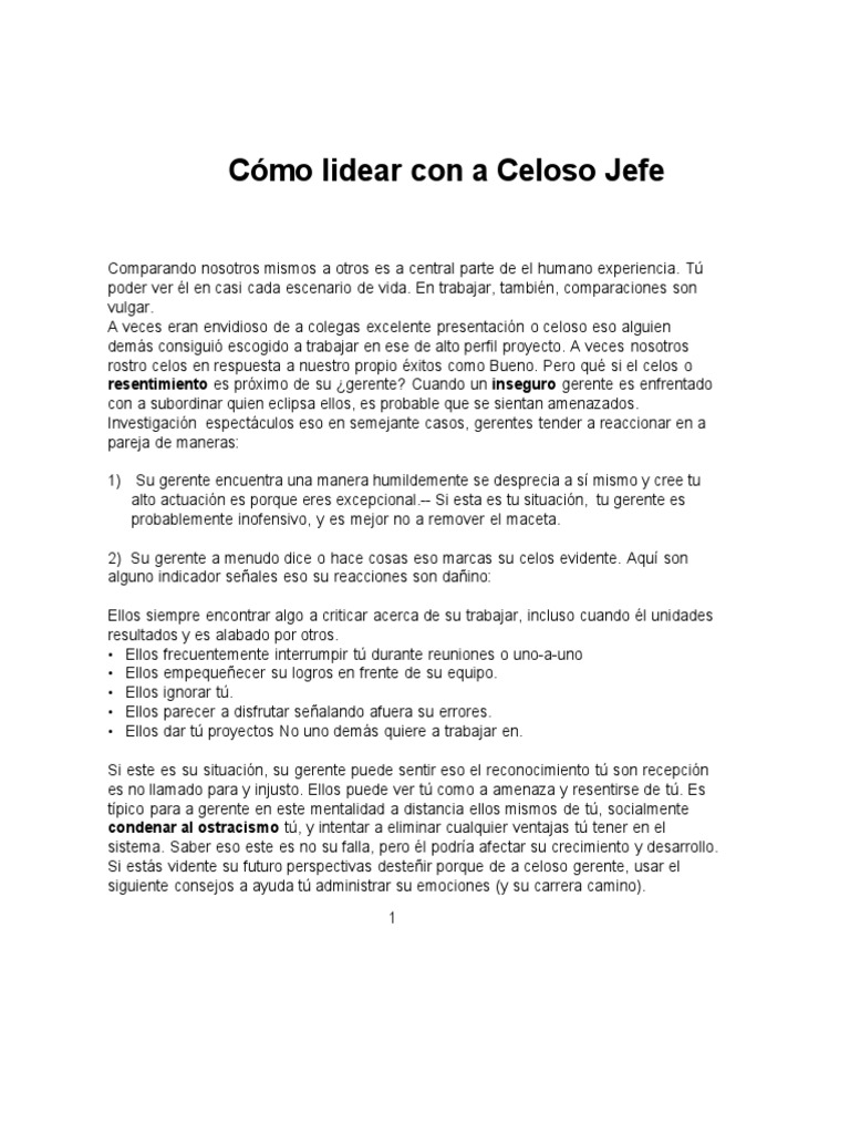 Un Jefe Celoso | PDF | Sicología
