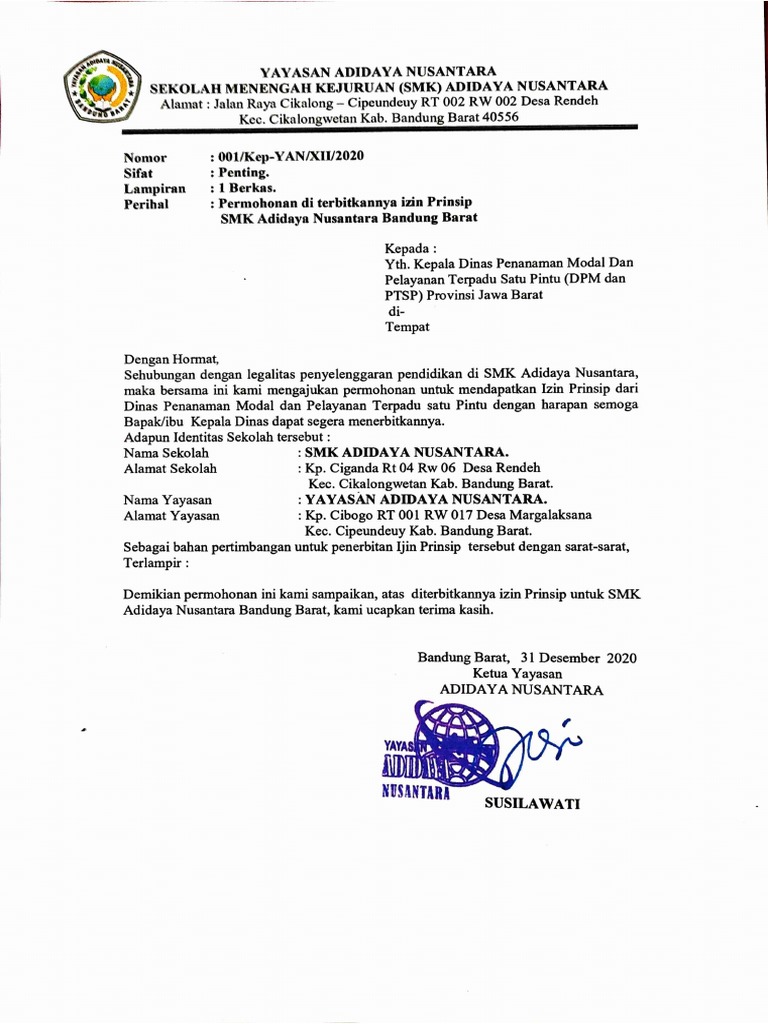 Surat ijin Permohonan ijin prinsip | PDF