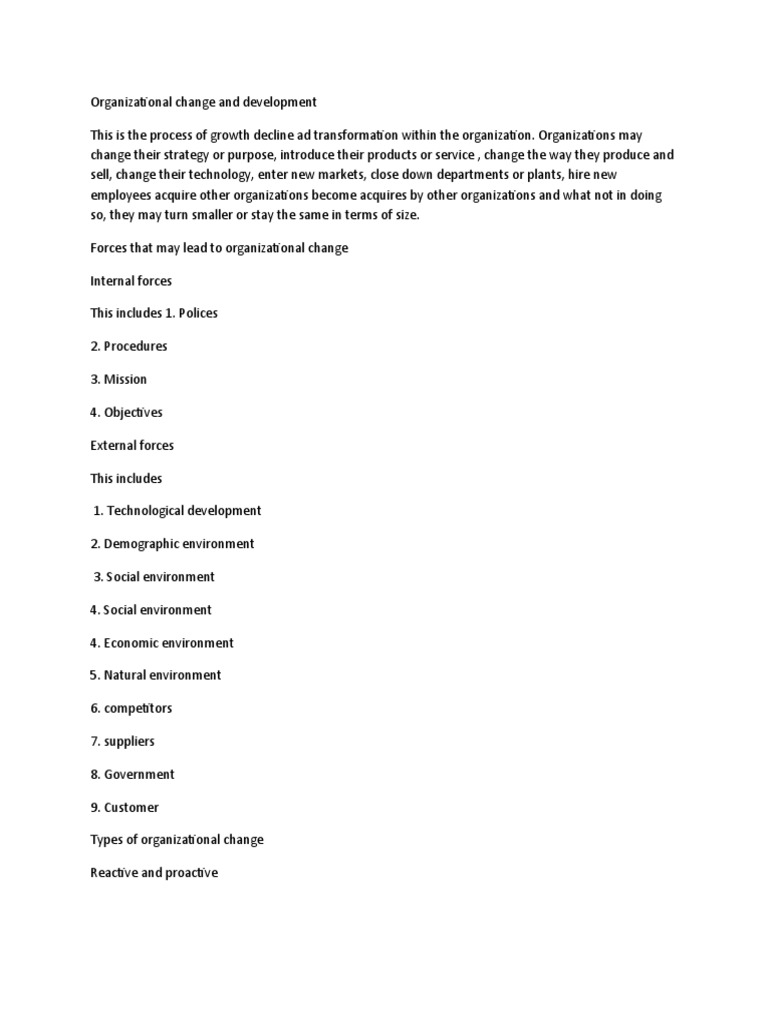 Organizational Change and Development Overview | PDF | Organizational ...