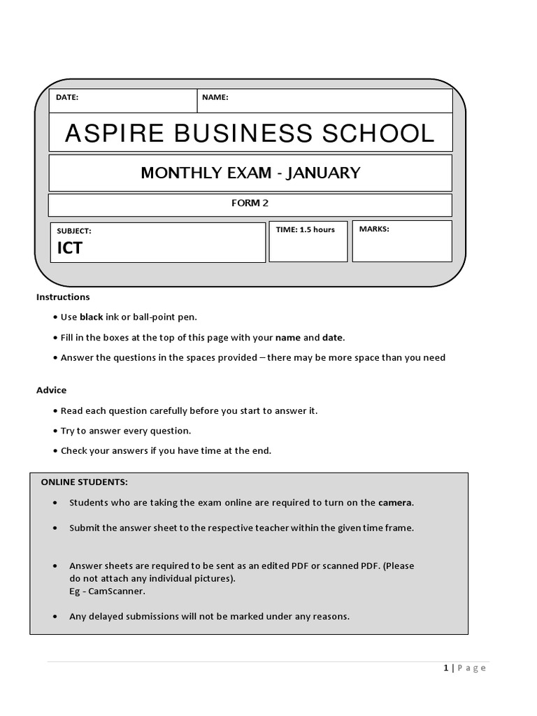 F2 ICT PAPER PDF March | PDF | Computing | Computer Engineering