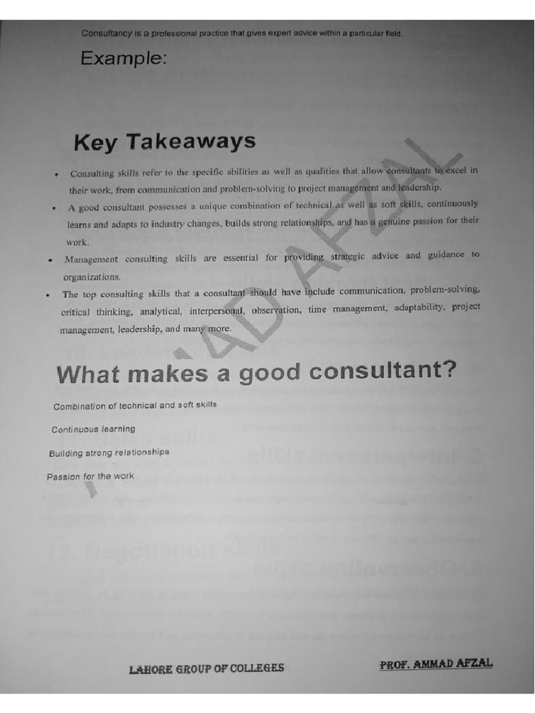 Consultancy notes | PDF