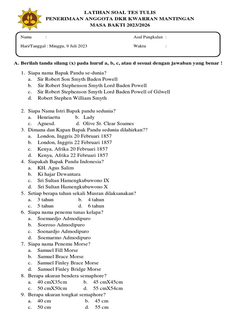 Latihan Soal Tes Tulis | PDF