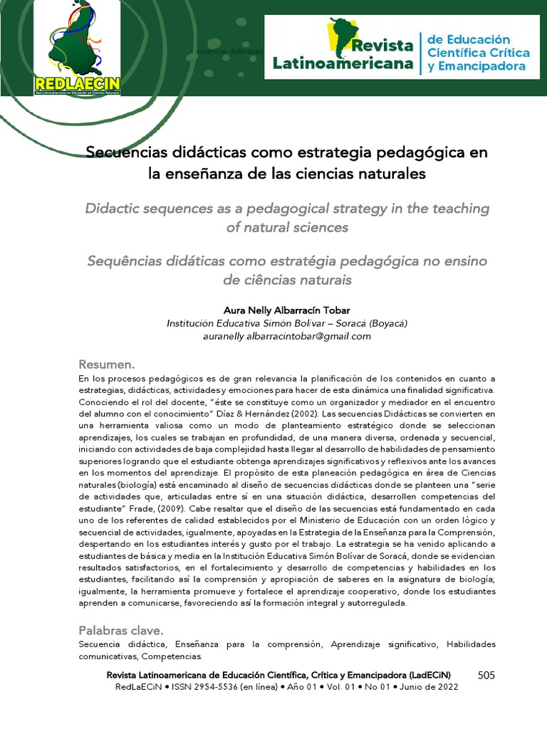 S3+-+34+ +Albarracín+Tobar+ +Secuencias+Didácticas+como+estrategia+pedagógica | PDF ...