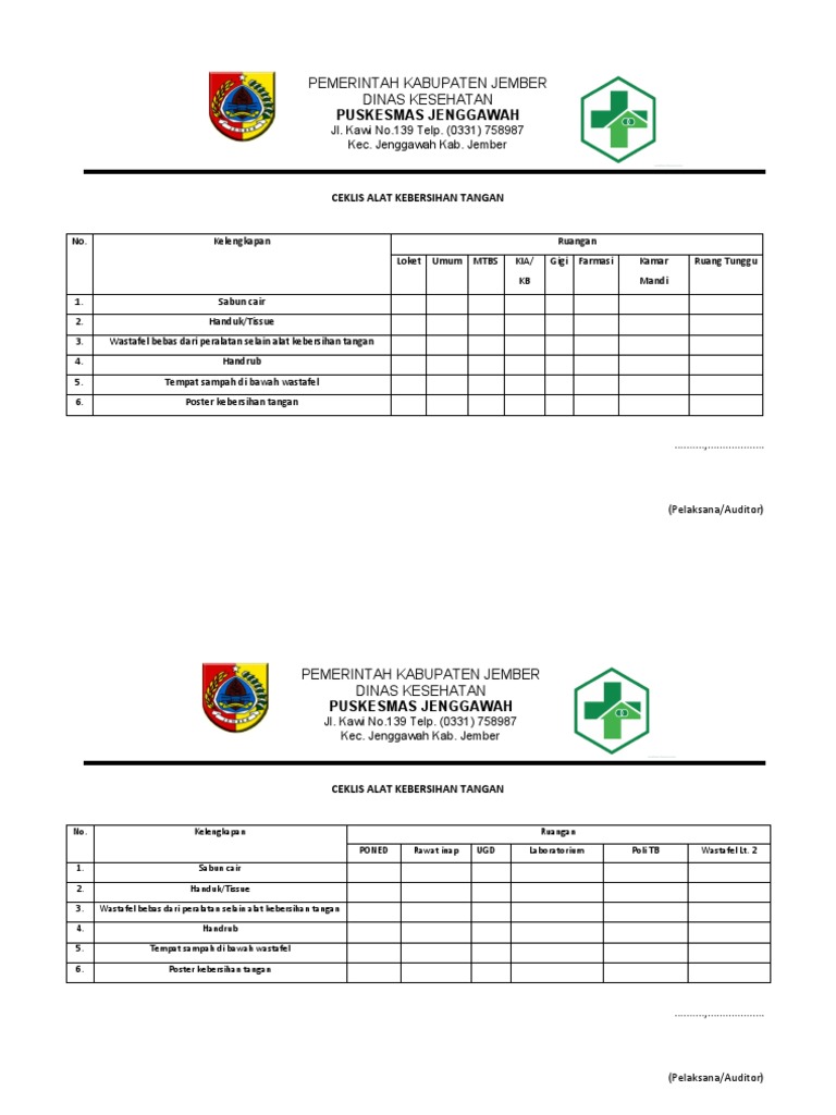 Ceklis Alat Kebersihan Tangan | PDF
