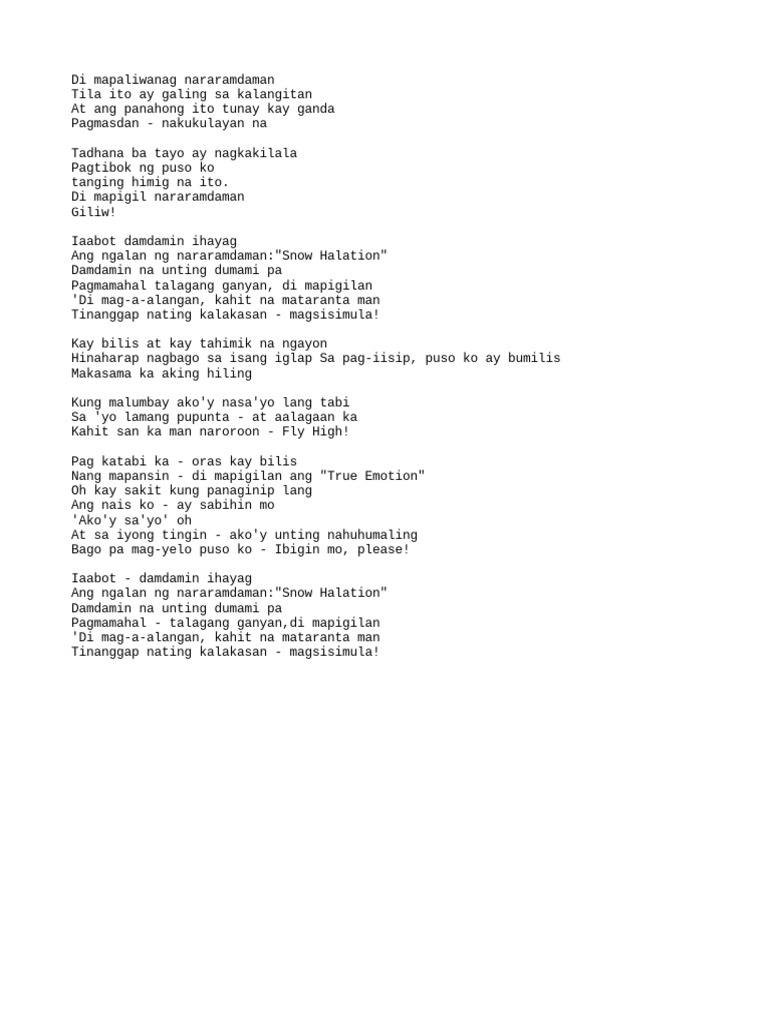 Snow Halation Tagalog | PDF