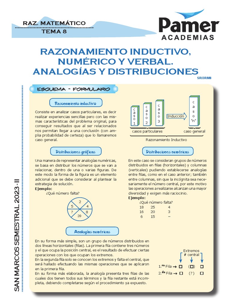 RM - Sem 8 - Razonamiento Inductivo Numérico y Verbal | PDF | Razonamiento inductivo | Analogía