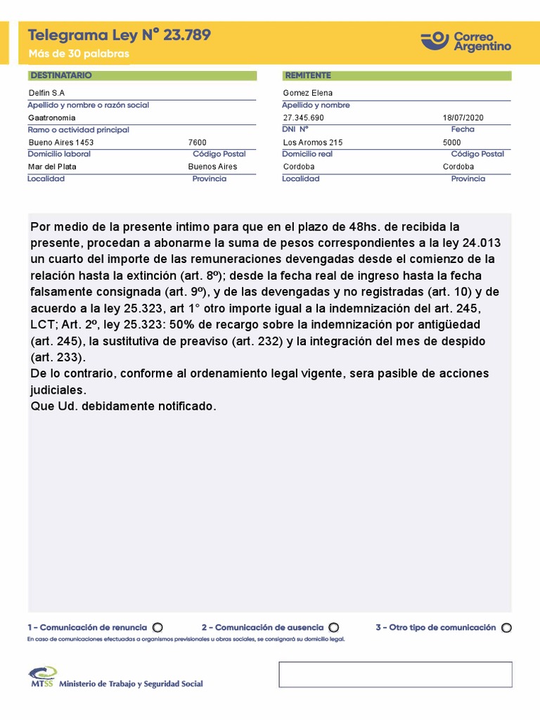 Carta Documento | PDF | Argentina | Gobierno