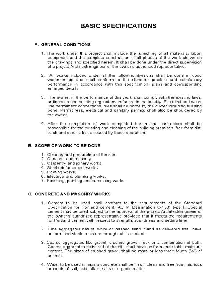 Specifications | PDF | Concrete | Plumbing