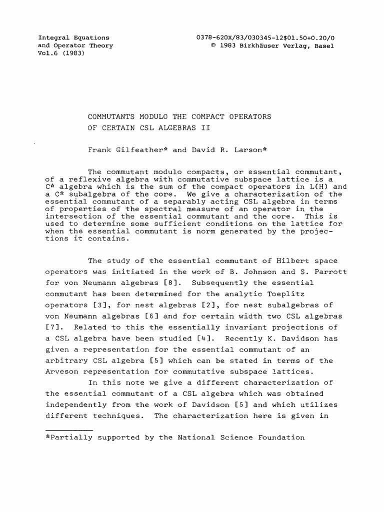 Larson Gilfeather Commutats Modulo The Compact Operators Of Certain Csl Algebras Ii Pdf