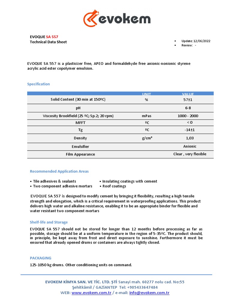 Evoque Sa 557 TDS | PDF