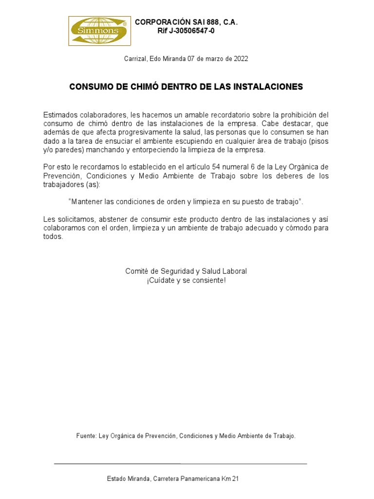 Abstenerse de Consumir Chimo | PDF