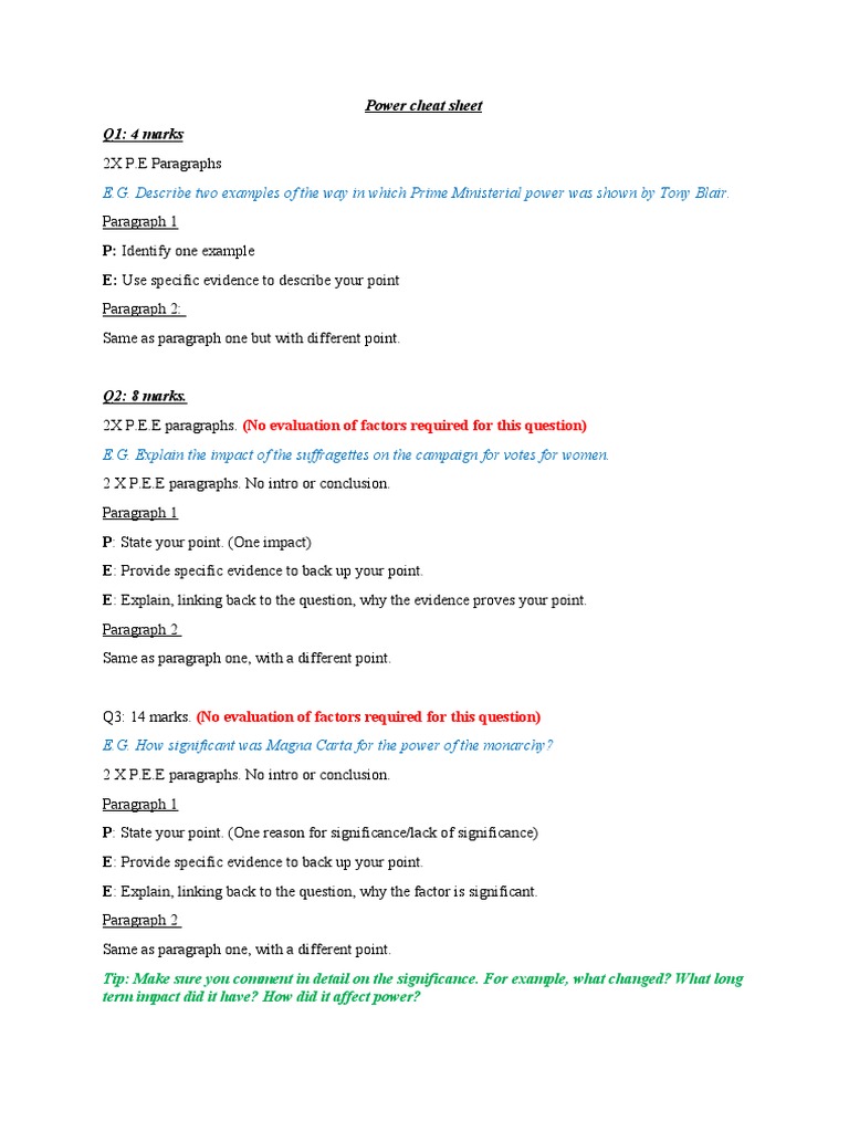 Power cheat sheet (1) | PDF