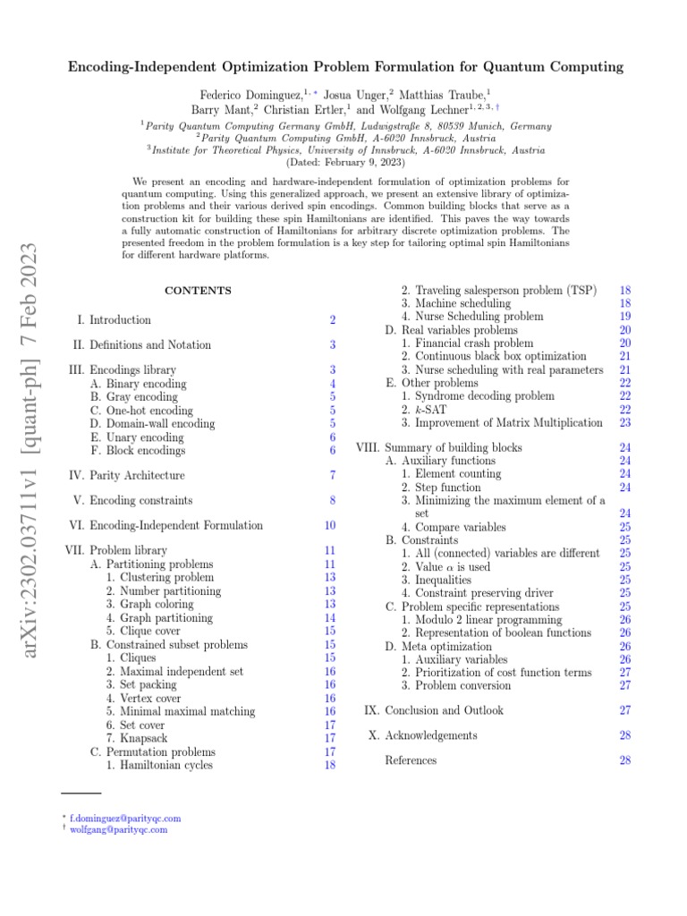 Encoding Importante Problems Qunatum Computing | PDF | Mathematical Optimization | Set (Mathematics)