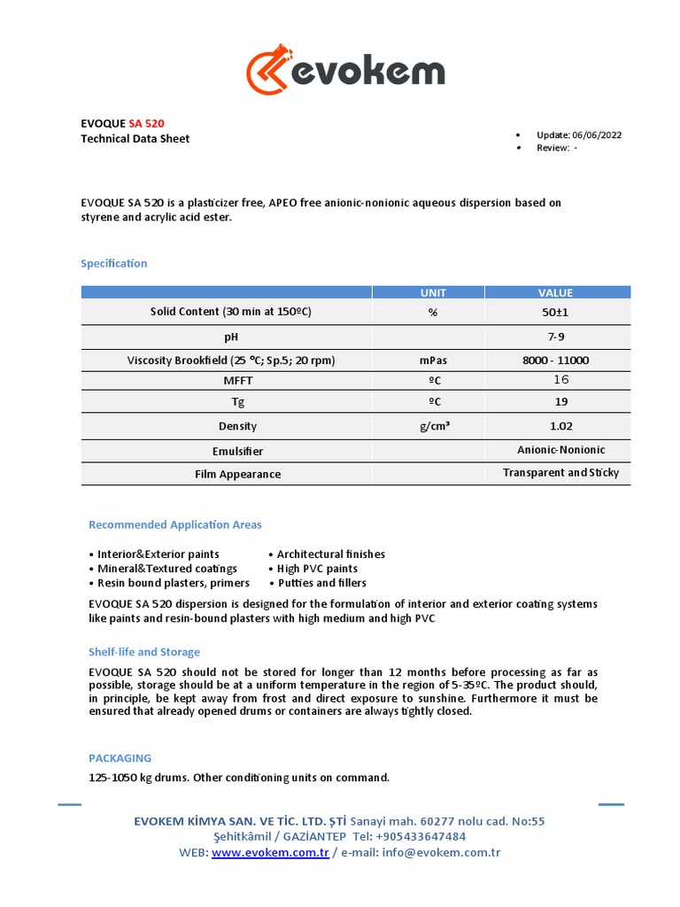 Evoque Sa 520 TDS | PDF