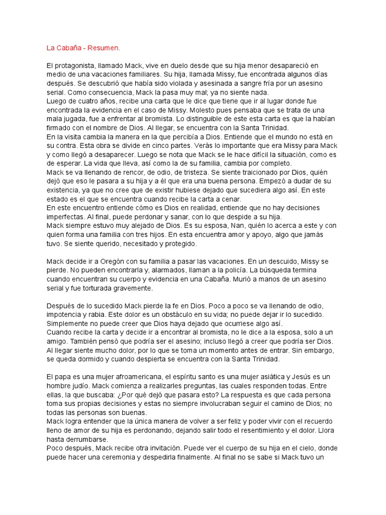 La Cabaña - Resumen | PDF | Dios | Amor