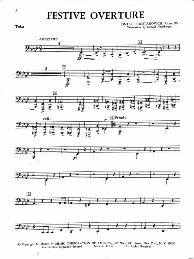 FESTIVE OVERTURE TUBA | PDF
