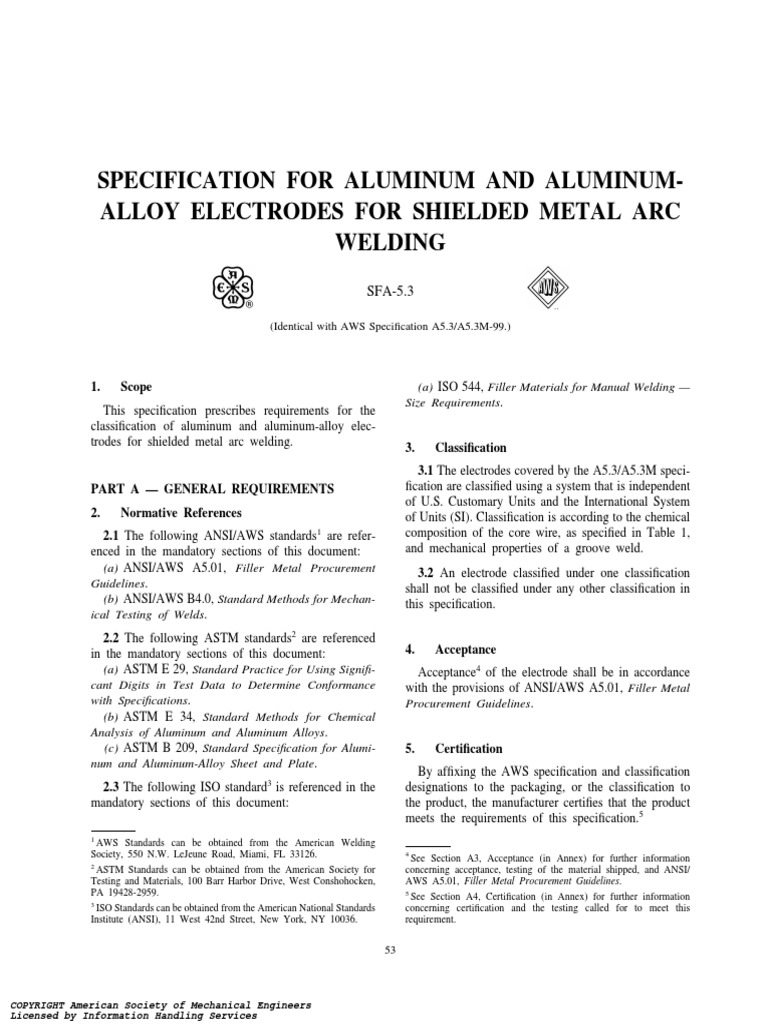 ASME IIC SFA5.3 - Al | PDF | Welding | Construction