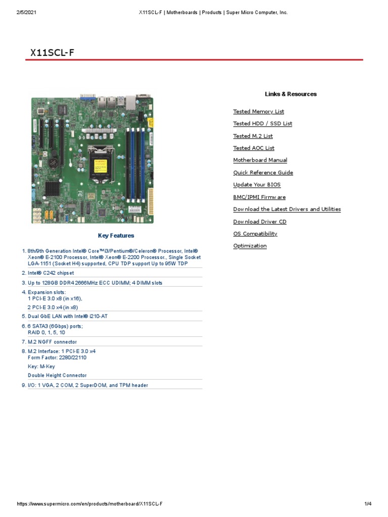 X11SCL-F - Motherboards - Products - Super Micro Computer, Inc | PDF ...