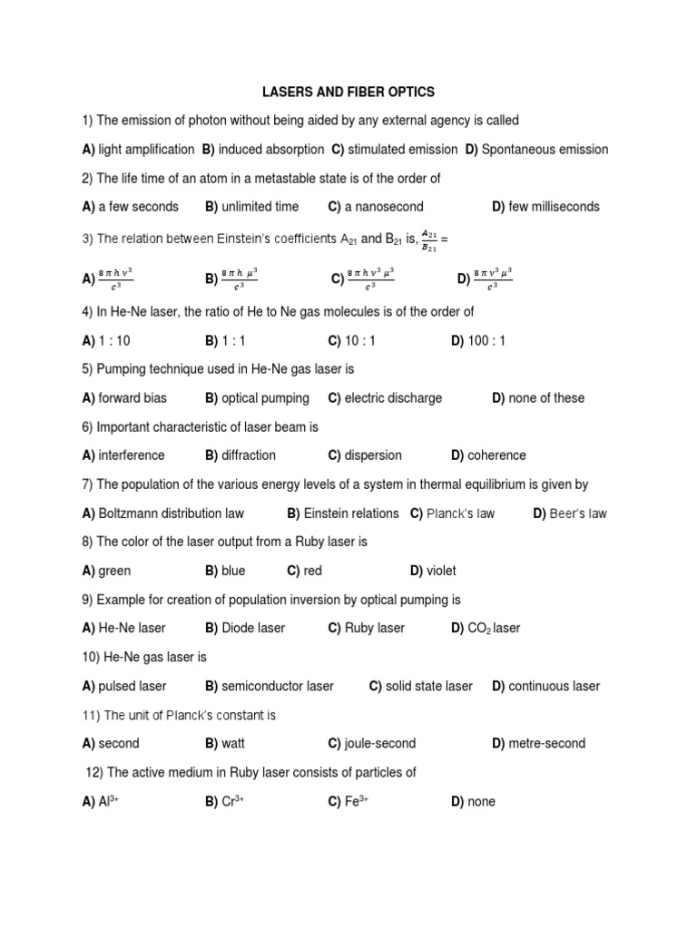 multiple_choice_questions[2] | PDF | Semiconductors | Diffraction